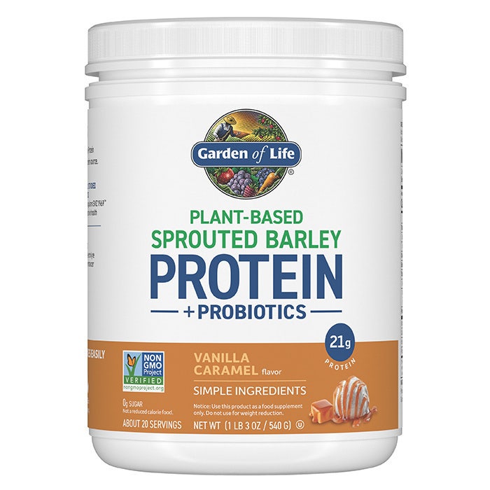 Sprouted Barley Protein + Probiotics Powder - Vanilla Caramel | Garden ...